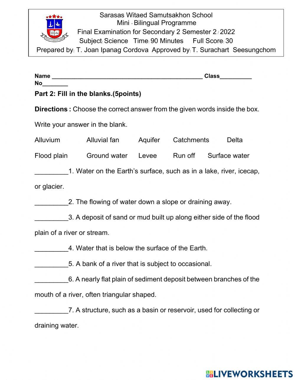 Science M2 Live Worksheet 4308307 | anjocordova88 | Live