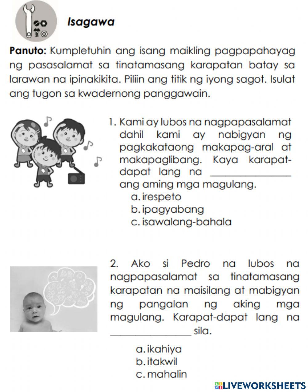 Isagawa interactive worksheet | Live Worksheets