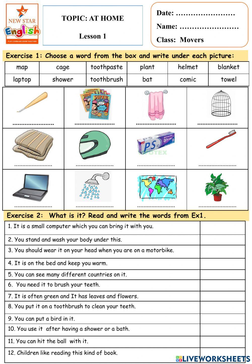 Movers- At home… | Free Interactive Worksheets | 1903577