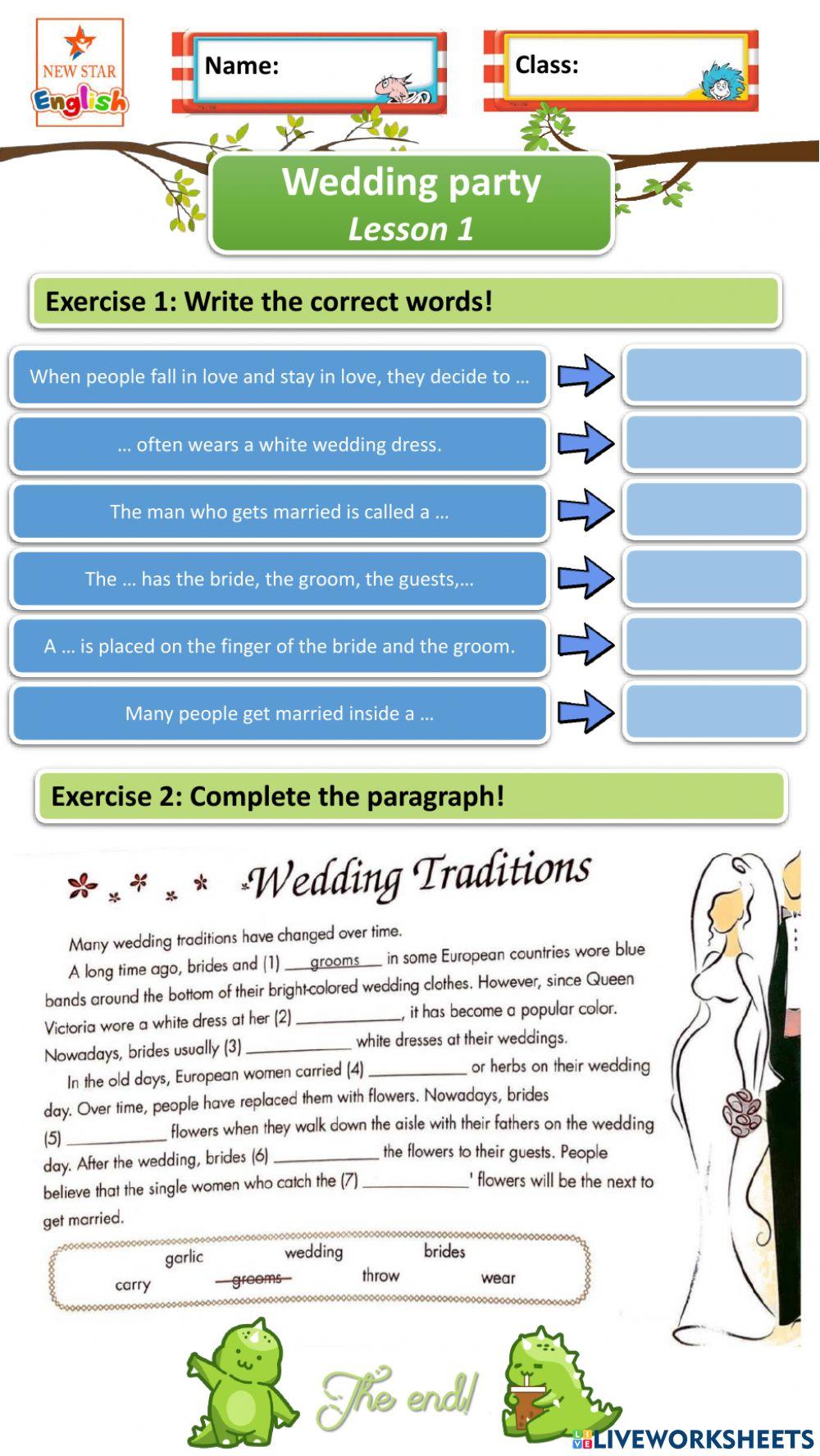 Wedding Party worksheet | Live Worksheets