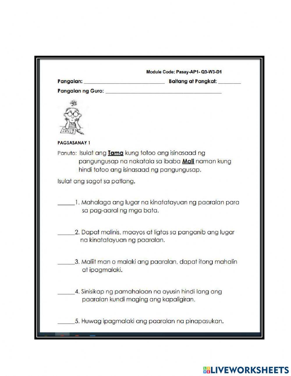 1903771 | Paaralan | Anne0702 | LiveWorksheets 1903771 | Paaralan | Anne0702 | LiveWorksheets