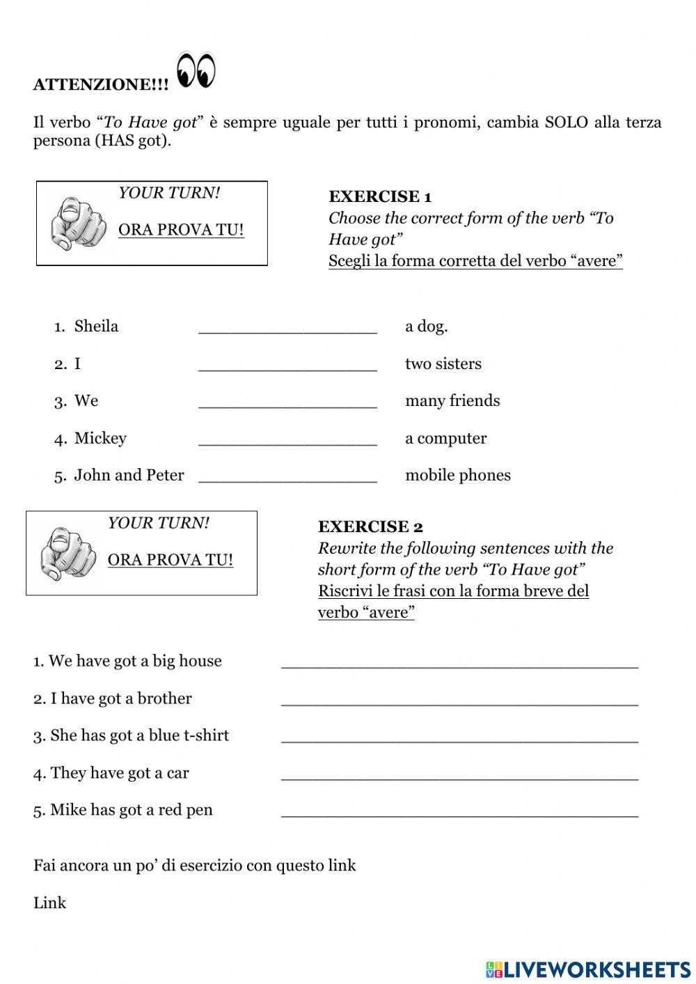 Lesson 11 - To have got online exercise for | Live Worksheets