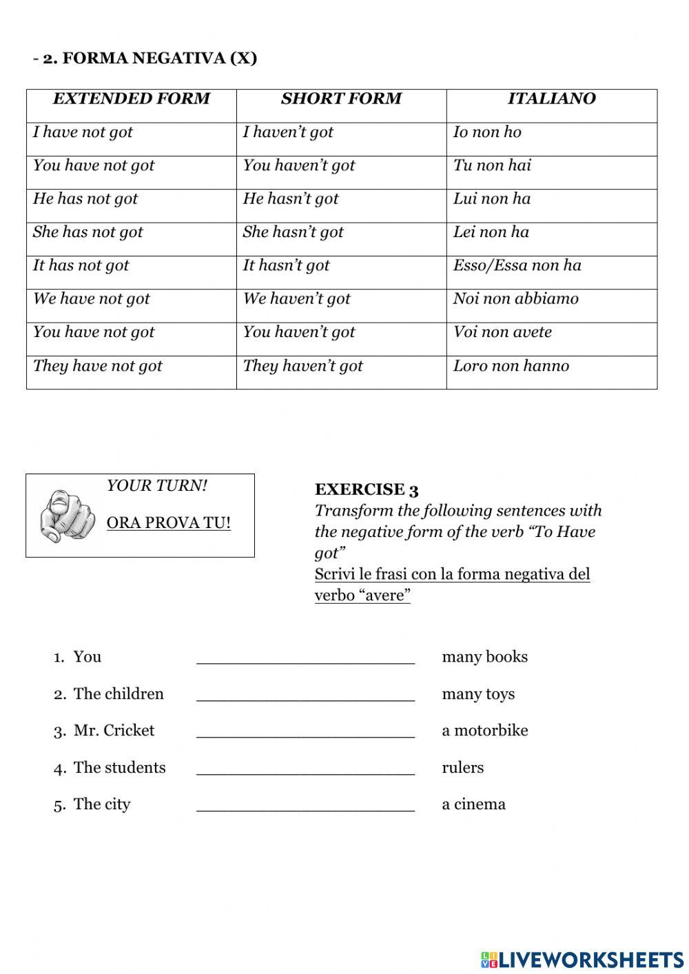 Lesson 11 - To have got online exercise for | Live Worksheets