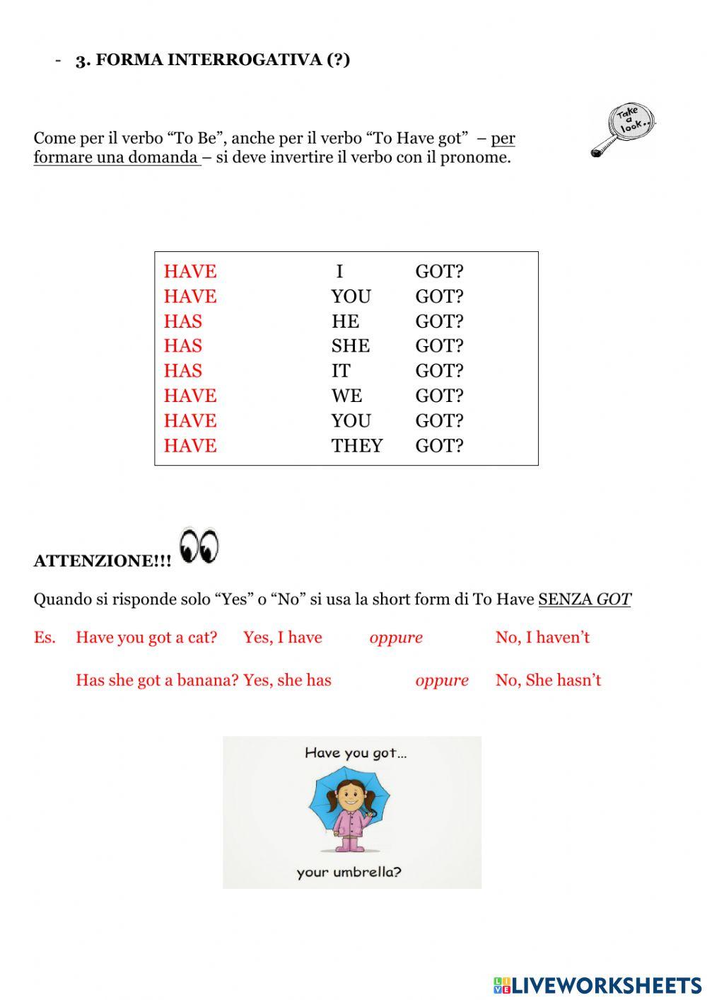 Lesson 11 - To have got online exercise for | Live Worksheets