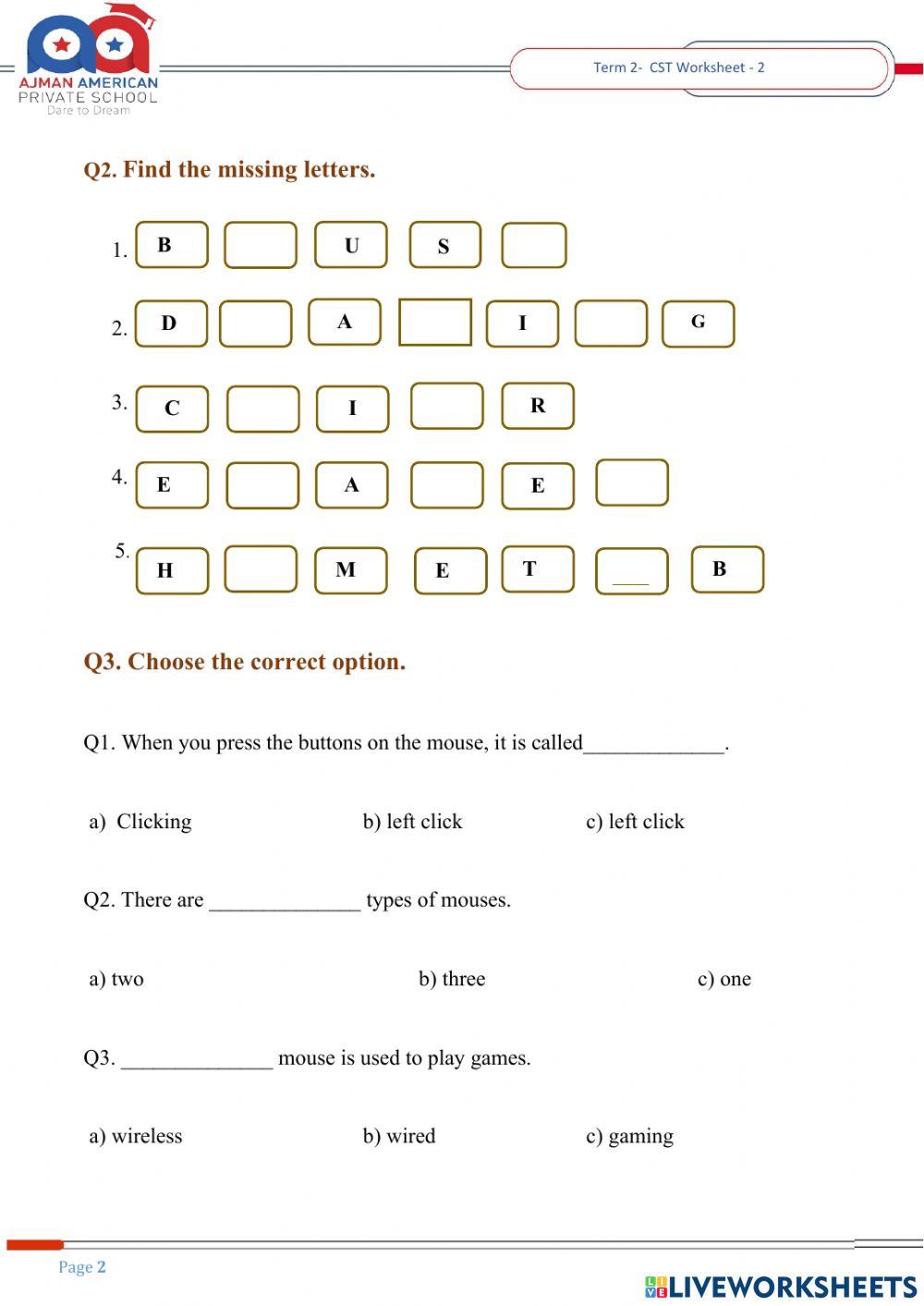Grade 1 CST Term 2 Worksheet 2 online exercise for | Live Worksheets