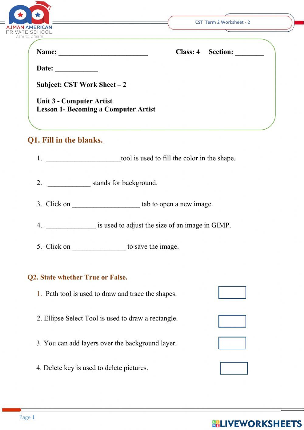 Grade 4 CST Term 2 Worksheet 2 online exercise for | Live Worksheets