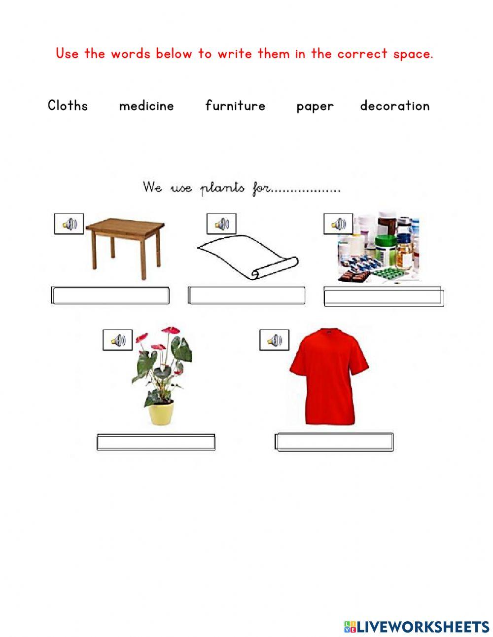 1904417 Uses Of Plants MrsAndrea LiveWorksheets 1904417-uses-of-plants-mrsandrea-liveworksheets