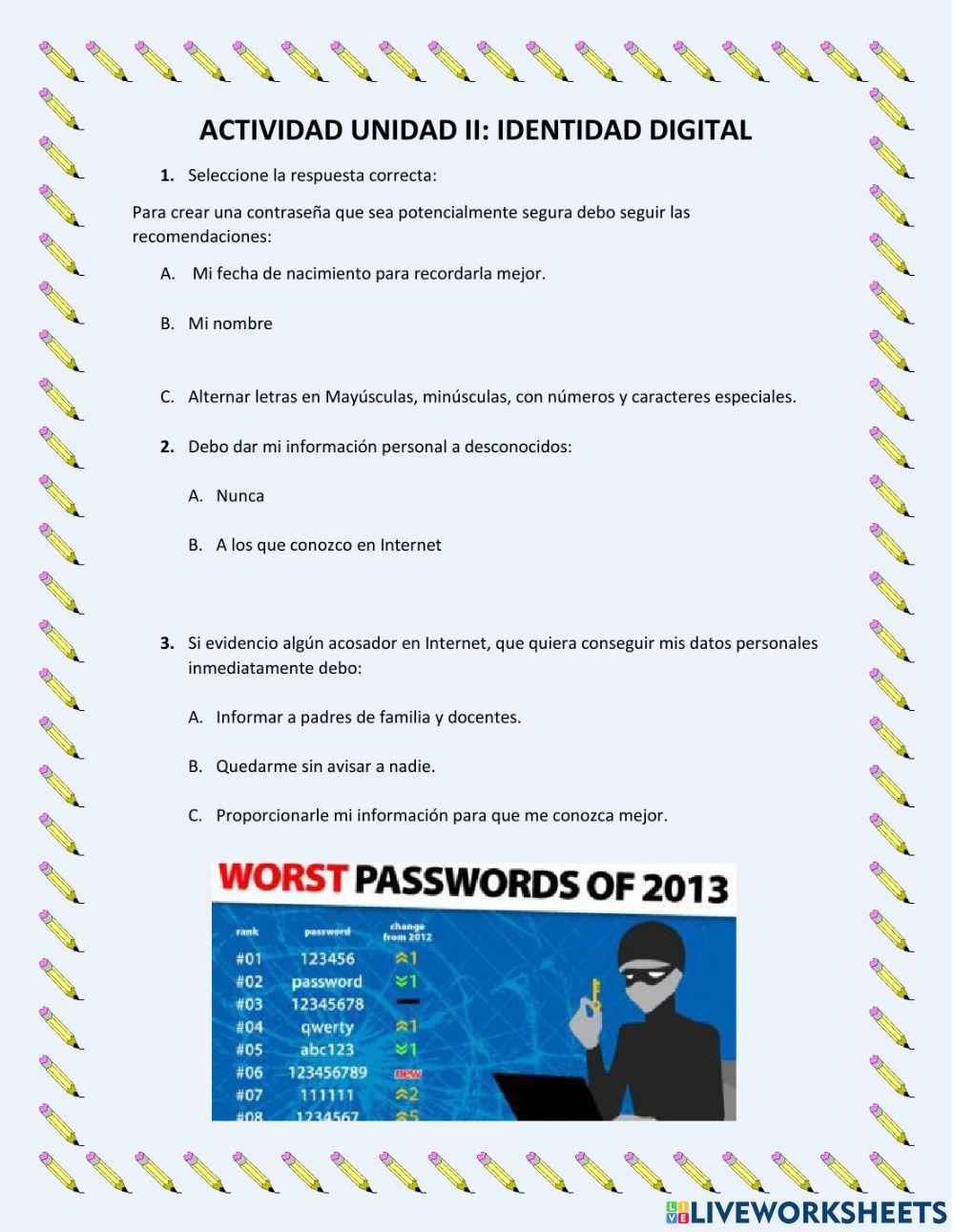 IDENTIDAD DIGITAL online exercise for | Live Worksheets