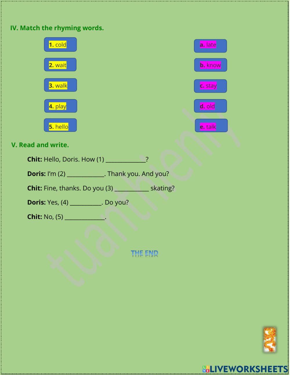 English Test - G3 - S2 worksheet | Live Worksheets