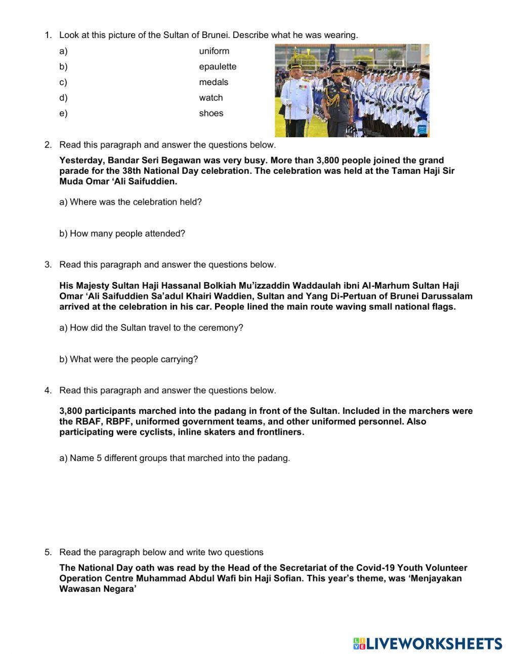 National Day online activity | Live Worksheets