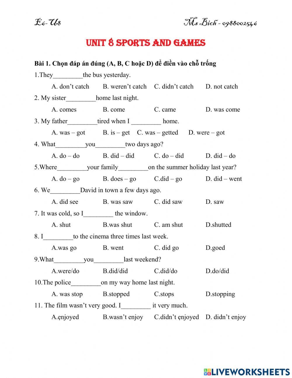 E6-u8 exercise | Live Worksheets