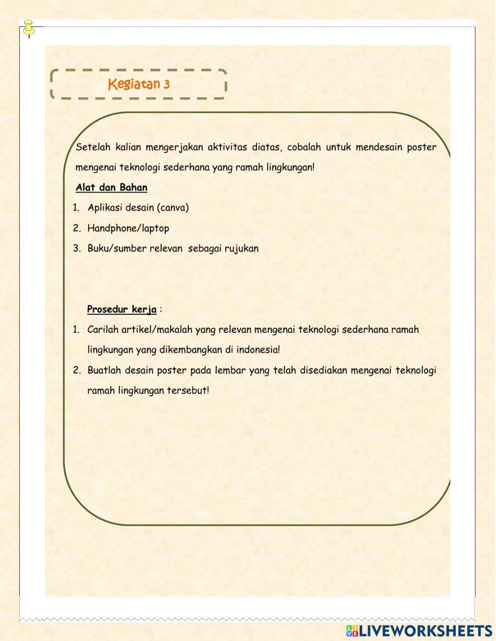 Energi ramah lingkungan interactive worksheet | Live Worksheets