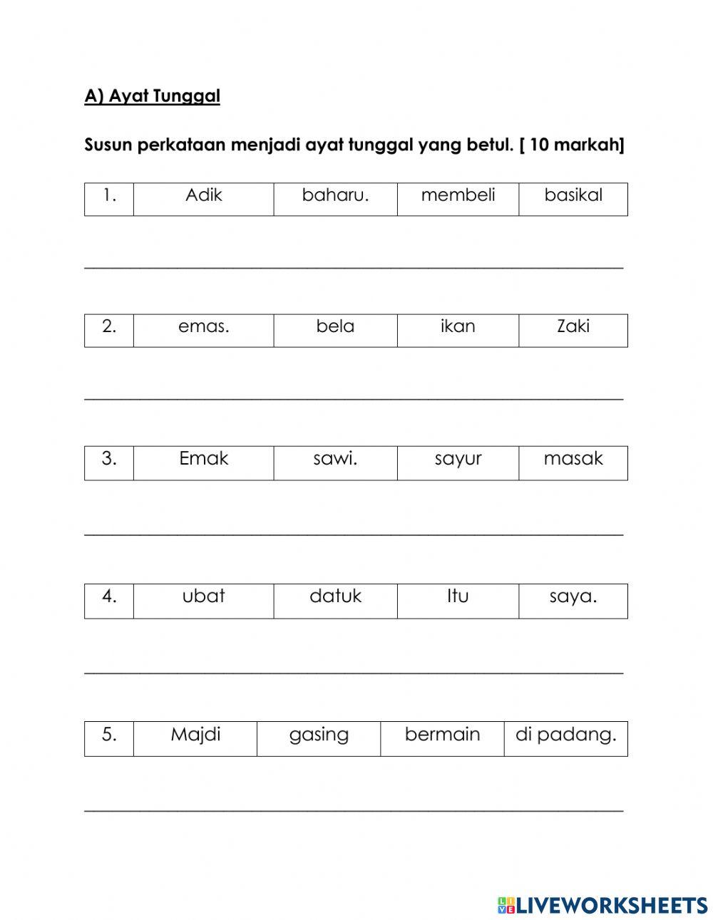 Latihan Ayat Tunggal Dan Ayat Majmuk Tahun 2 Ayat Tunggal Dan Ayat ... Latihan Ayat Tunggal Dan Ayat Majmuk Tahun 2 Ayat Tunggal Dan Ayat ...