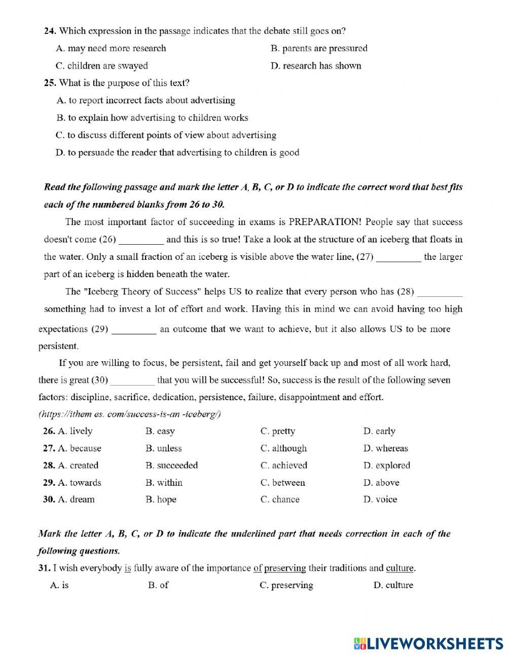 Grade 10 entrance worksheet | Live Worksheets