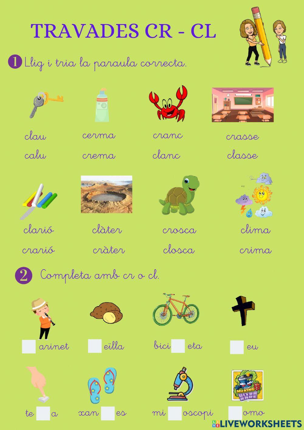Travades cr-cl interactive worksheet | Live Worksheets