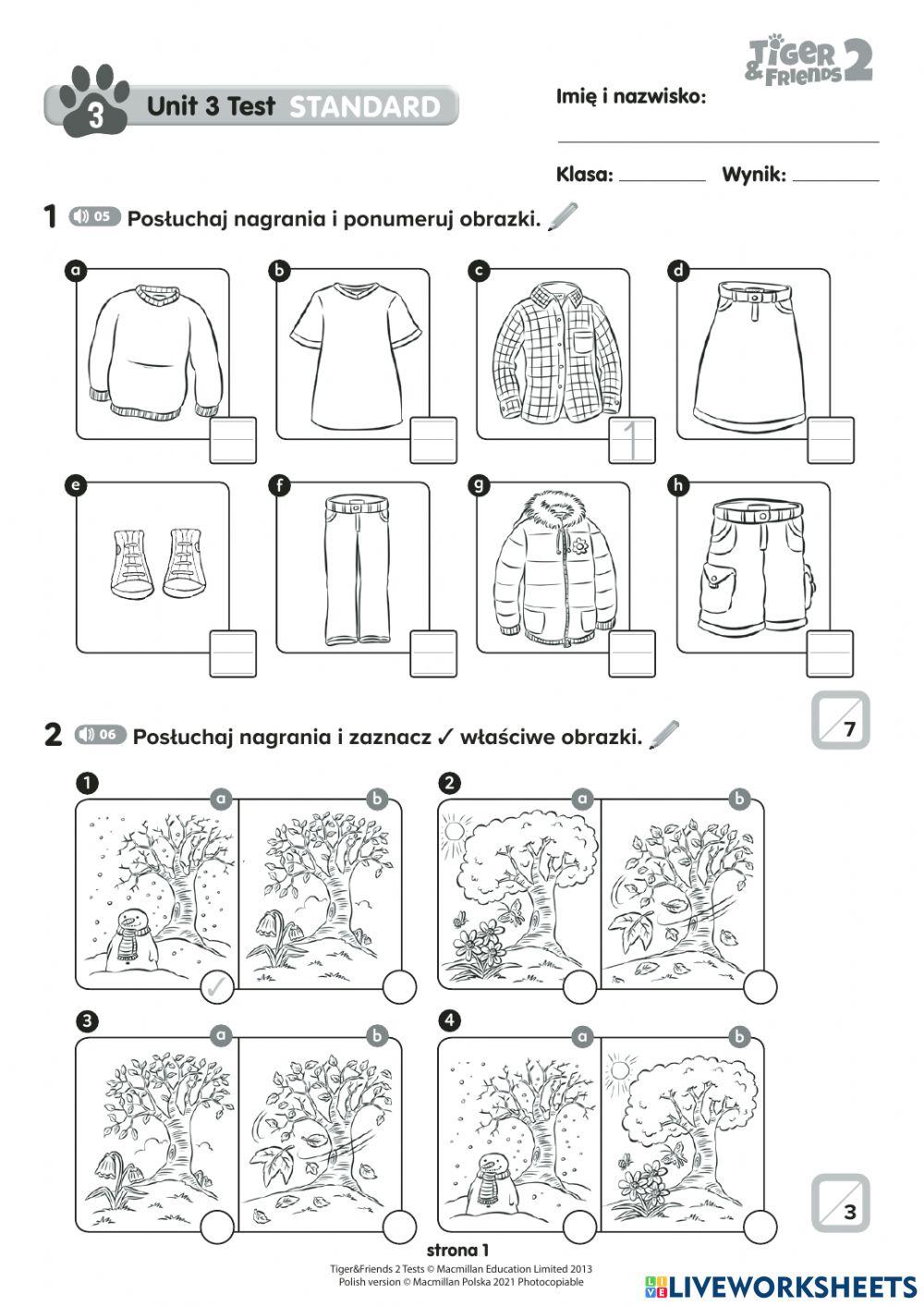 tiger 2 unit 3 | Free Interactive Worksheets | 5306891