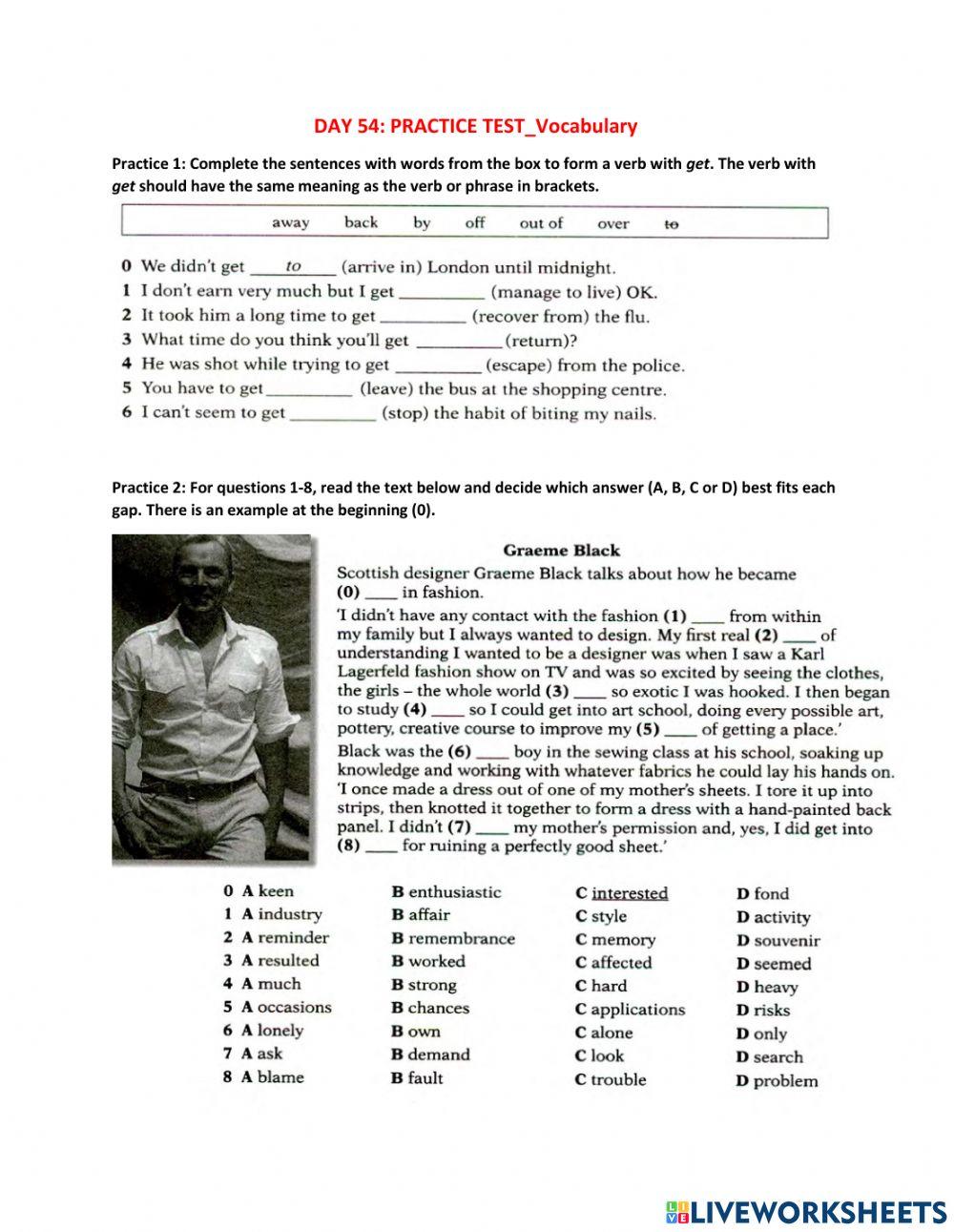 Day 54 Vocabulary worksheet | Live Worksheets