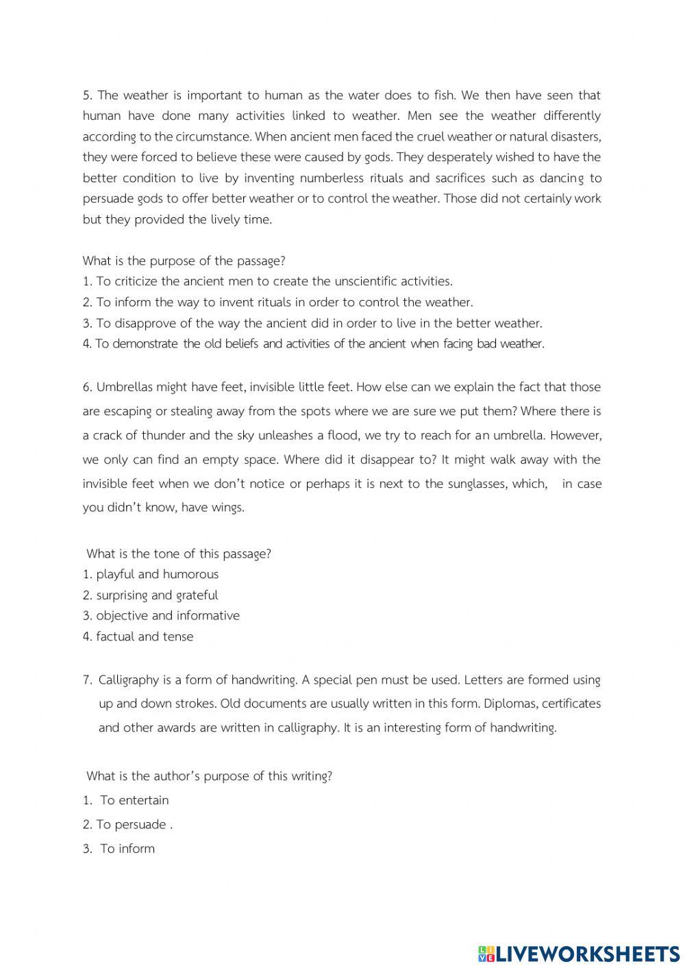 Critical Reading Final Test M.4-4 online exercise for | Live Worksheets