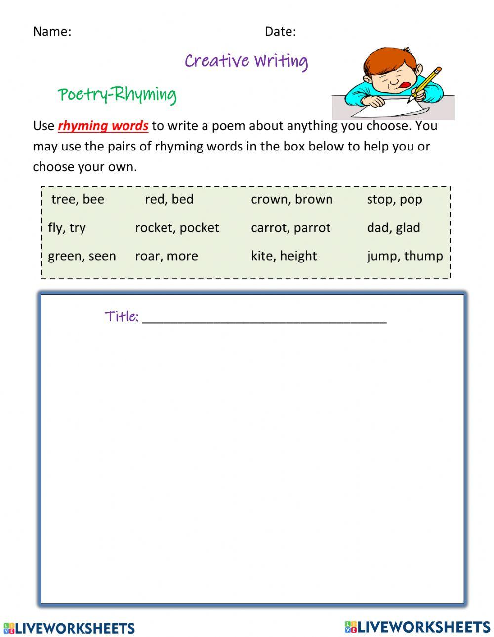 Poetry writing | Free Interactive Worksheets | 1906592