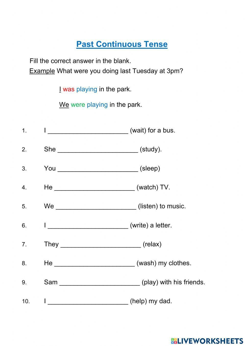 Past Continuous Affirmative | LiveWorksheets | 1906849
