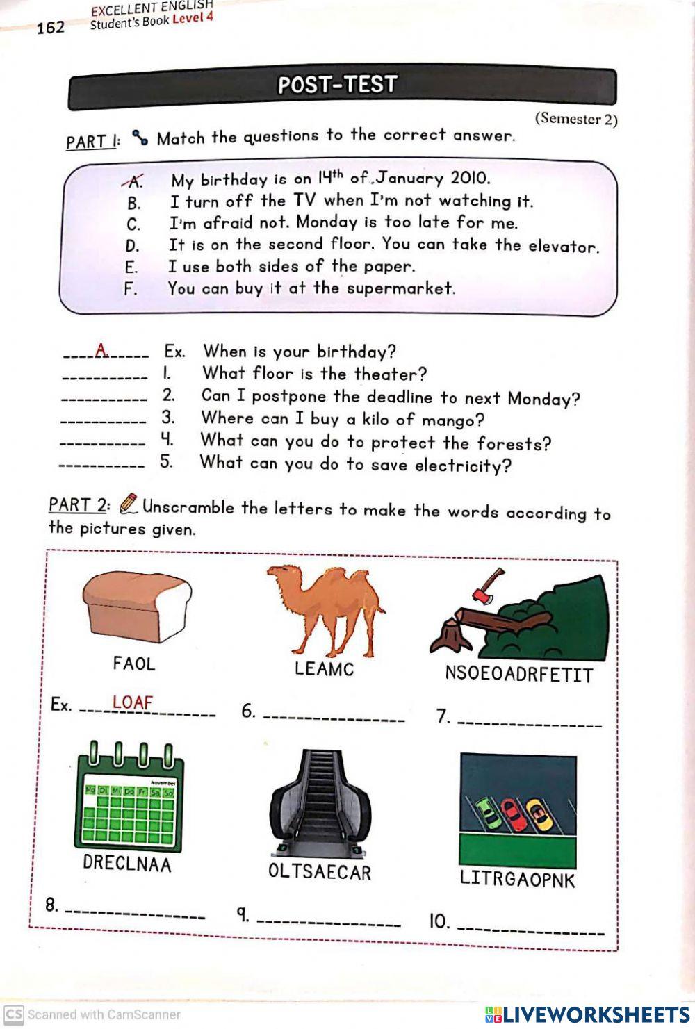 P.4 Post-test -Excelllent online exercise for | Live Worksheets