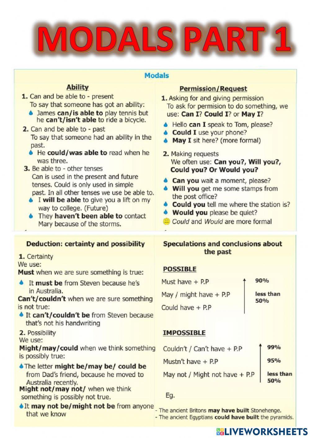 Int 4 Modals 1 1844766 | rociograos | Live Worksheets
