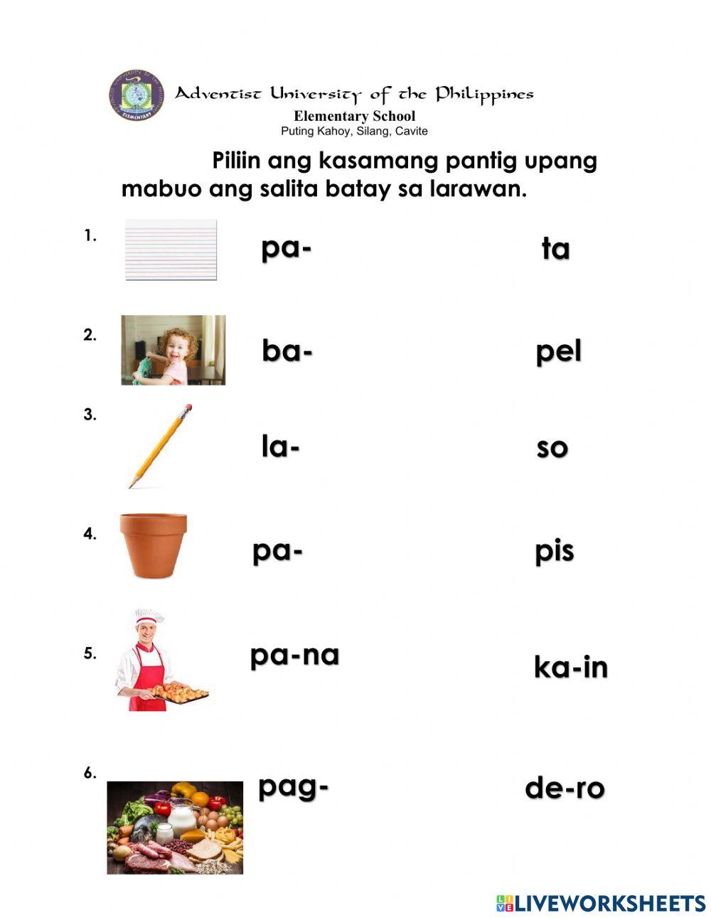Pormasyon Ng Pantig Worksheet Live Worksheets, 60% OFF