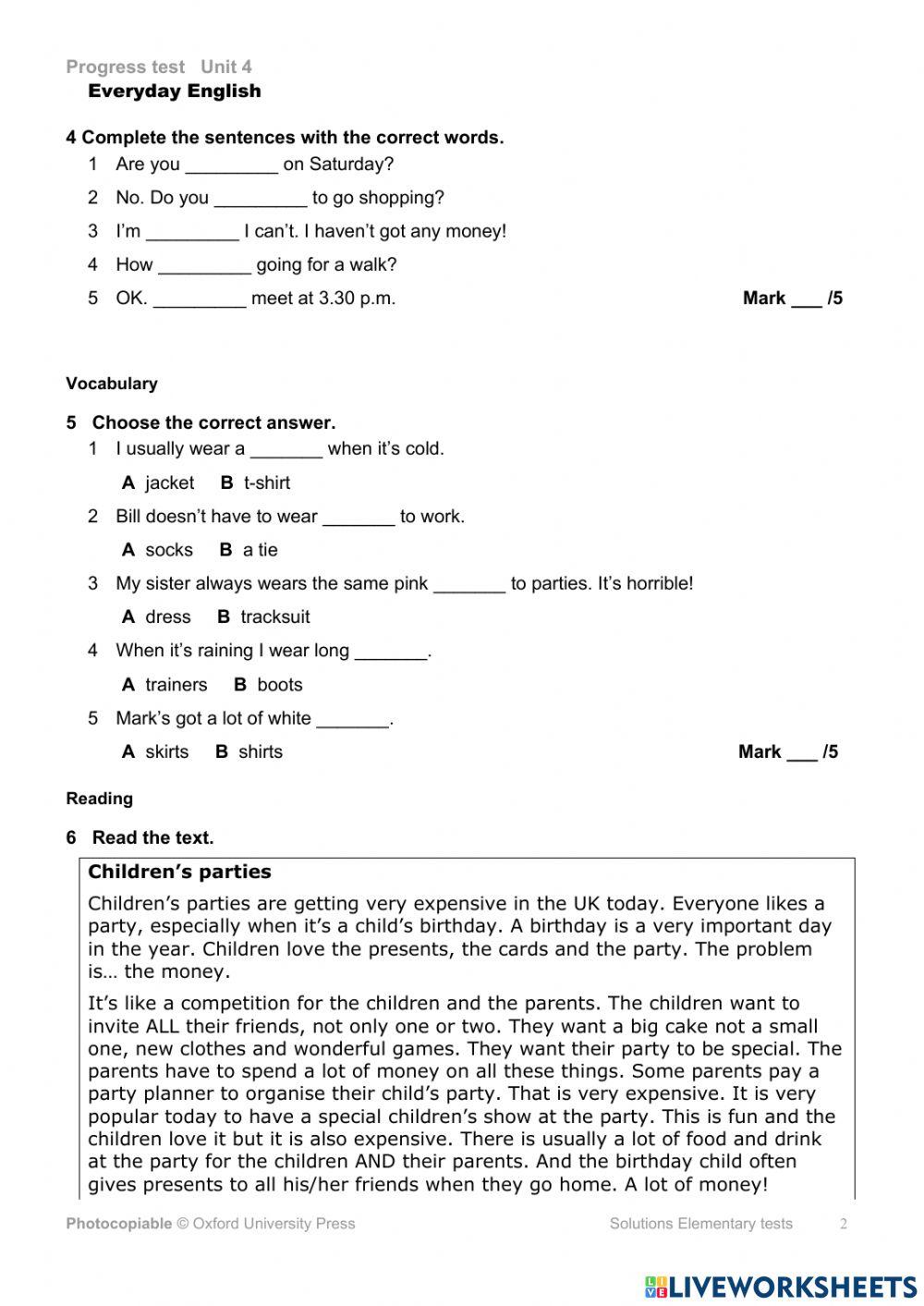 Solutions Eleme… | Free Interactive Worksheets | 6826589