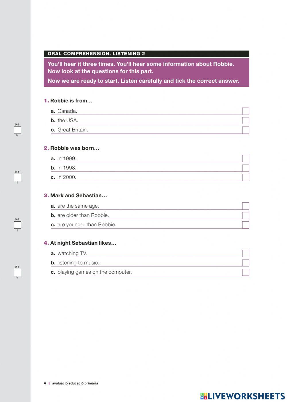 Cbp listening 12 | Free Interactive Worksheets | 1845599