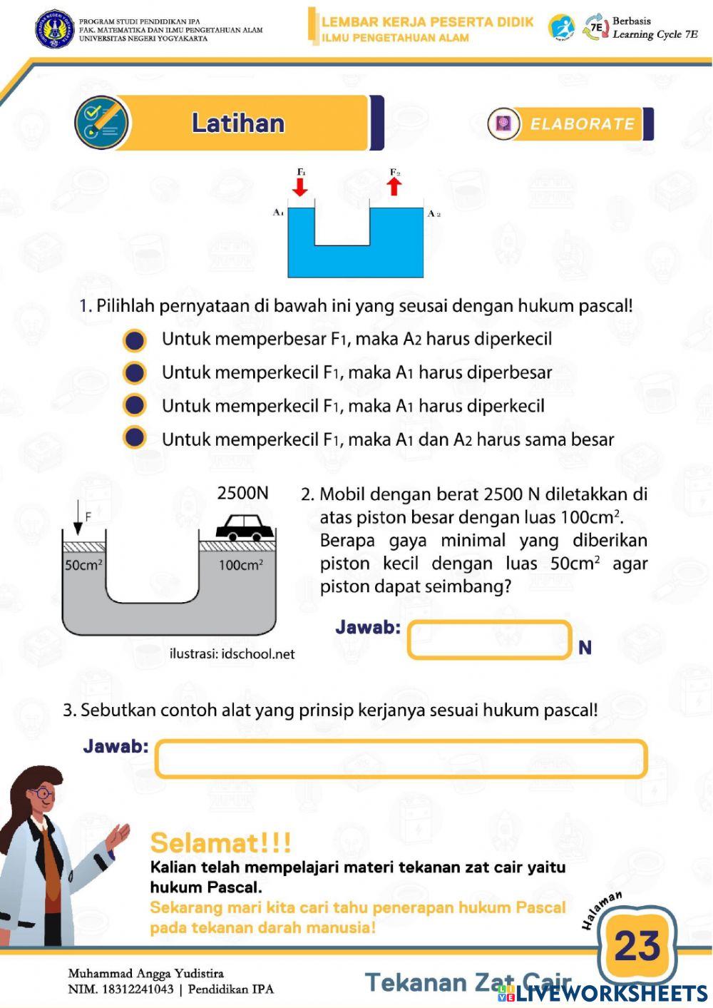 Kegiatan 3 - Hukum Pascal online exercise for | Live Worksheets