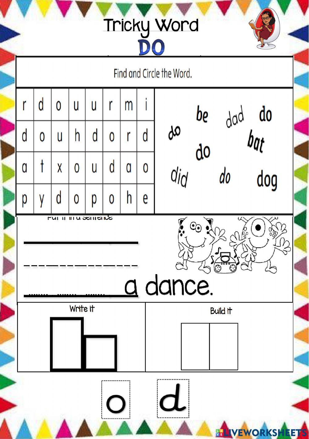 Tricky Word 'do' worksheet | Live Worksheets