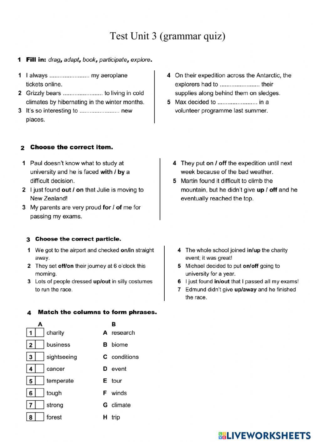 Tesr On Screen 3 Unit 3 online exercise for | Live Worksheets