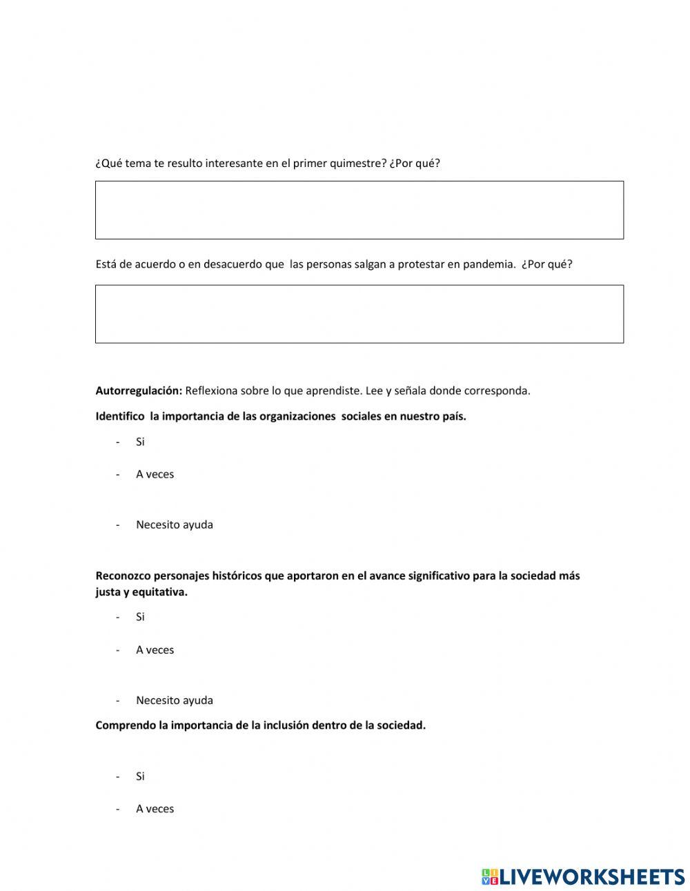 Evaluación EESS Q1 online exercise for | Live Worksheets
