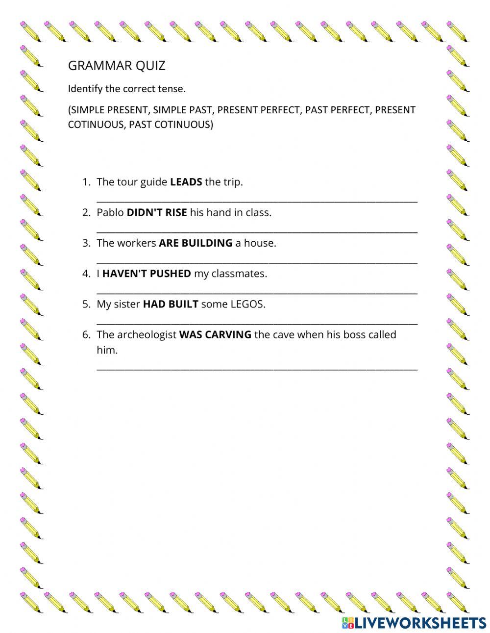 Grammar online exercise for 6TH GRADE | Live Worksheets