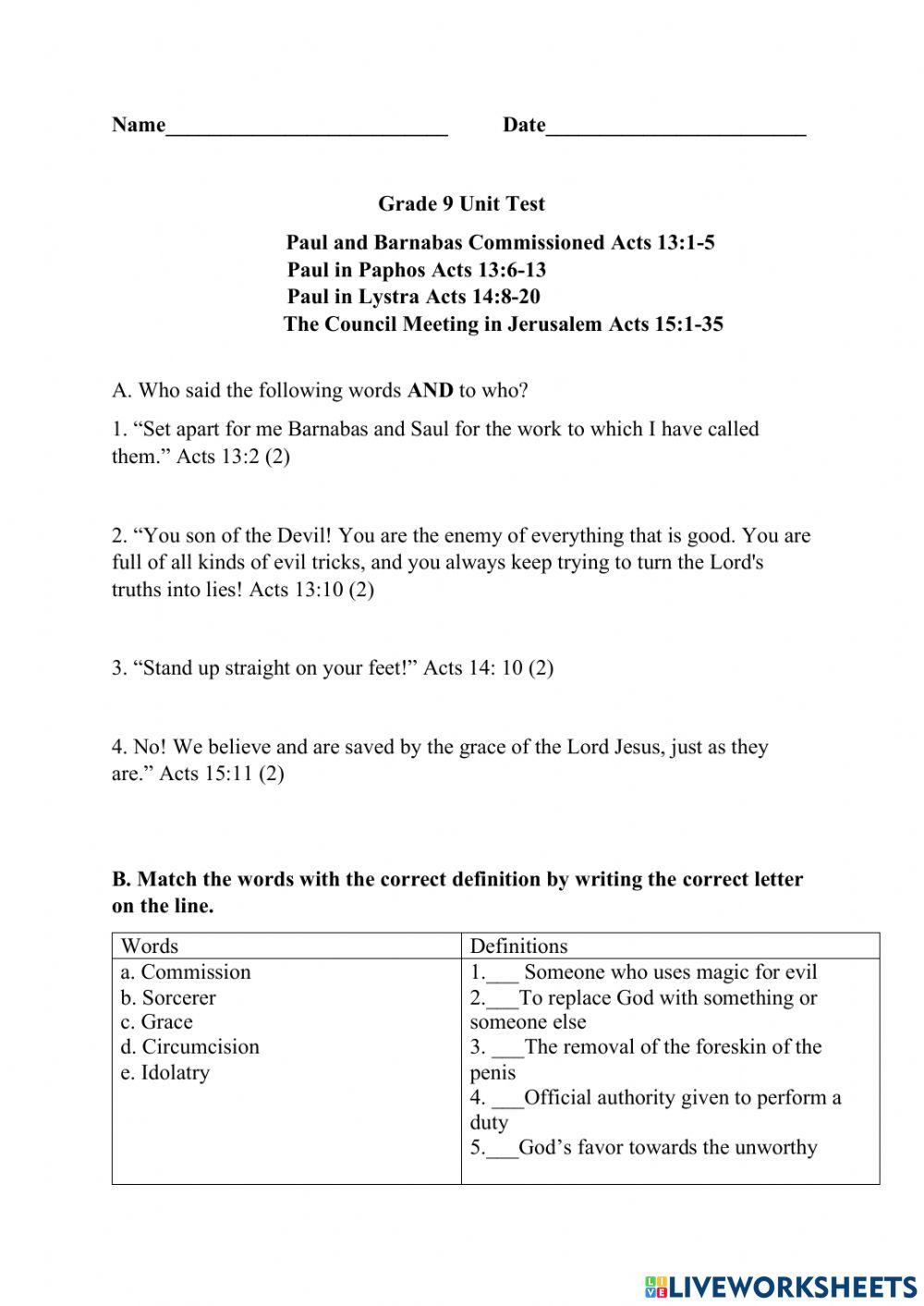 Grade 9 Unit Test 2-4-2022 0406 | MSKATI | Live