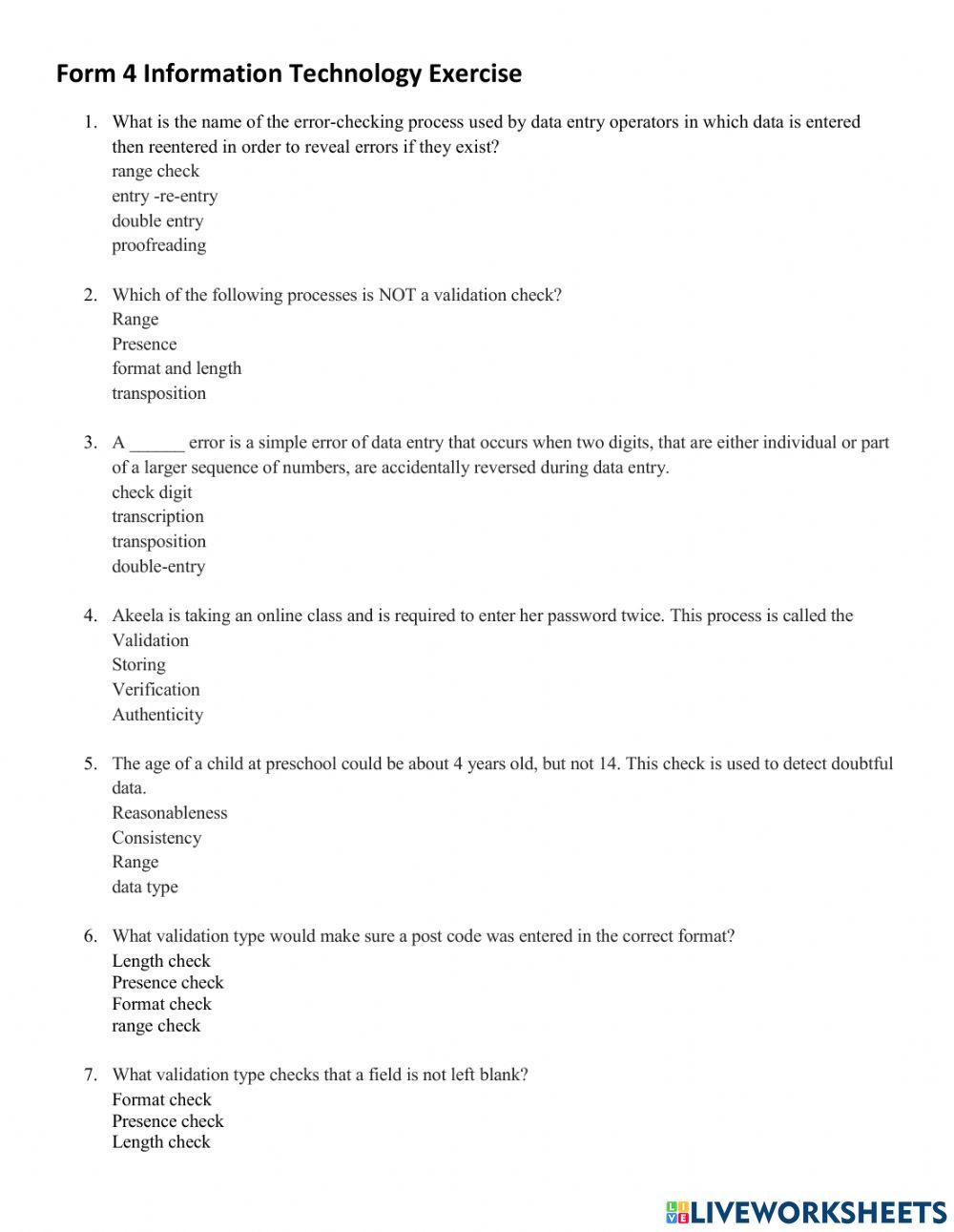 Information Processing online exercise for | Live Worksheets