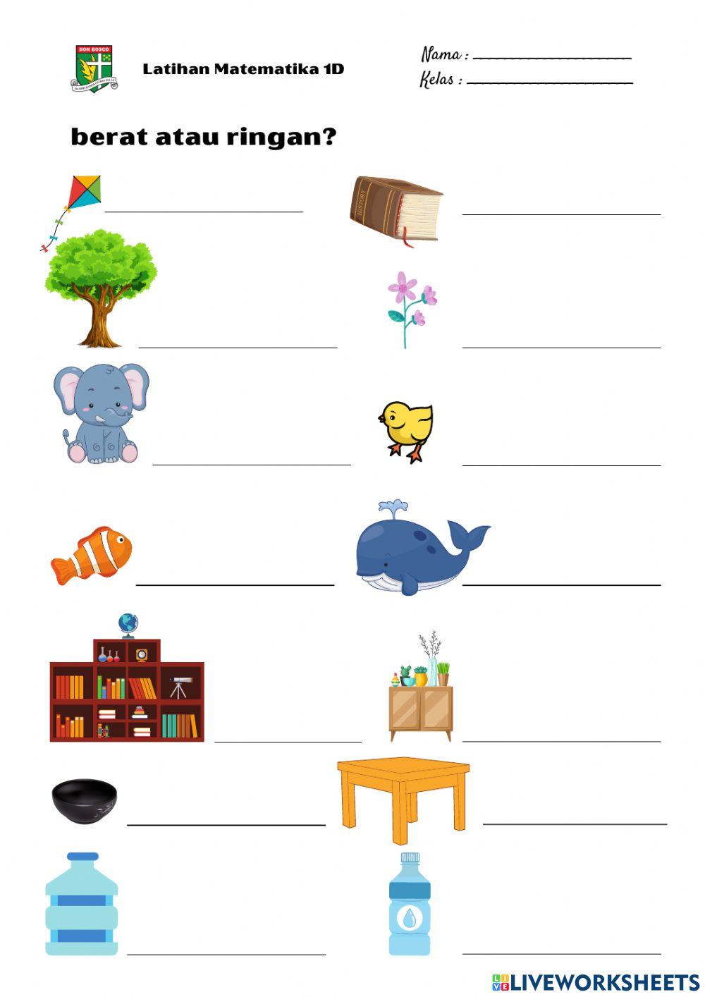 Perbandingan berat | Live Worksheets