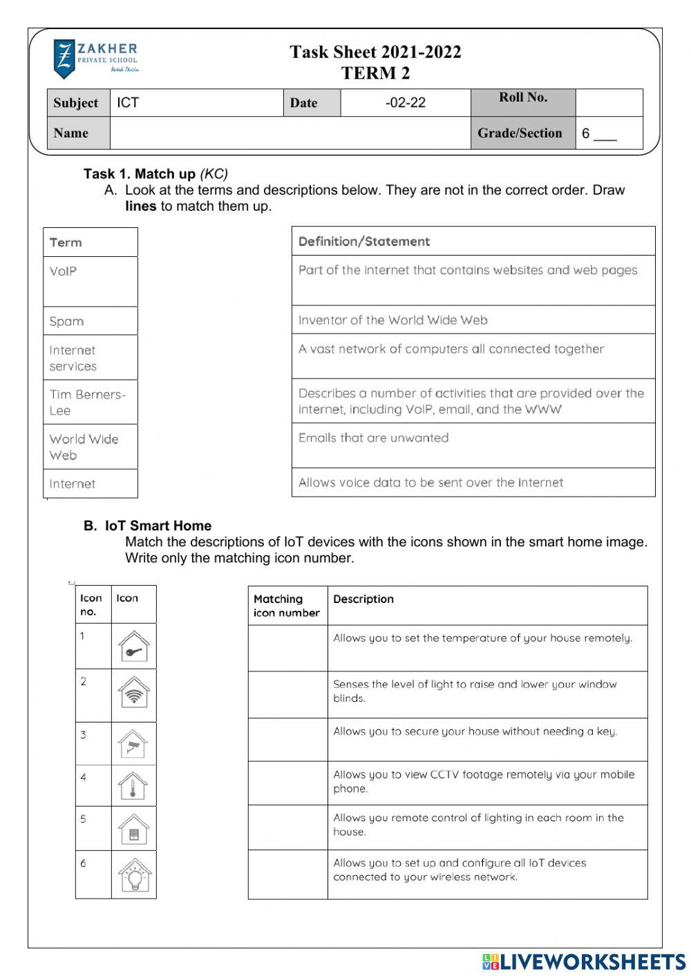 Internet of Thi… | Free Interactive Worksheets | 1847041