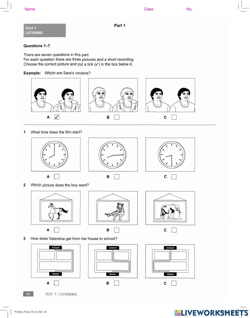 Listening Exam Practice 1 1883875 | RaweewanT6 | Live