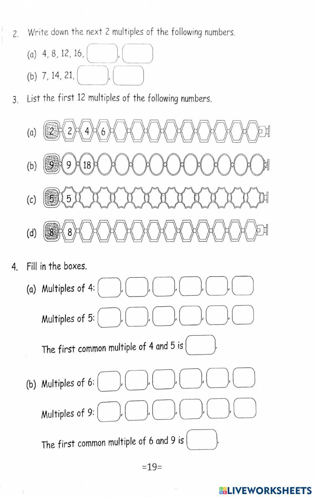 Multiples 1847342 | Yeoal71 | Live Worksheets