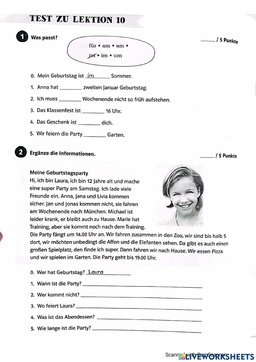Geburtstag online exercise for | Live Worksheets