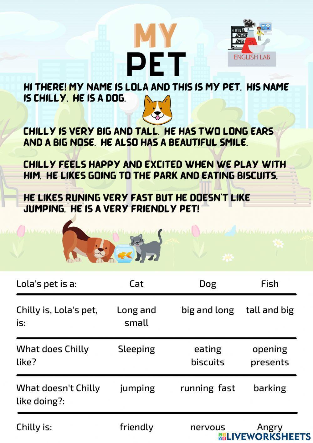 Chilly's text d… | Free Interactive Worksheets | 1847716