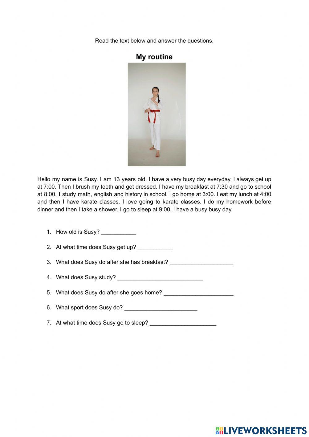 Routines online exercise for 2ND GRADE | Live Worksheets
