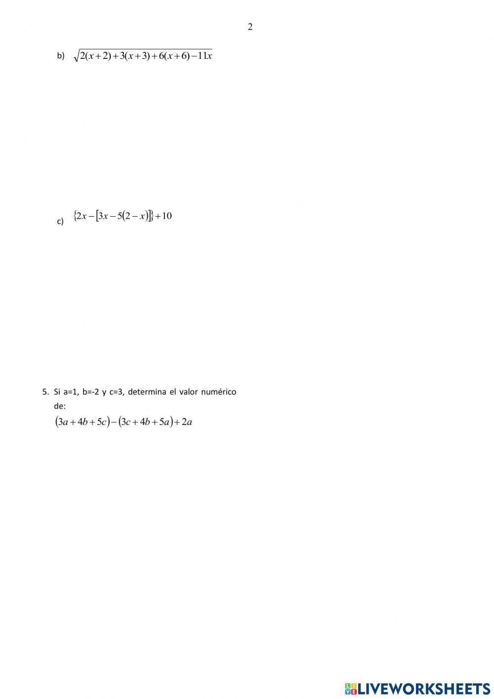 Expresiones alg… | Free Interactive Worksheets | 5293329