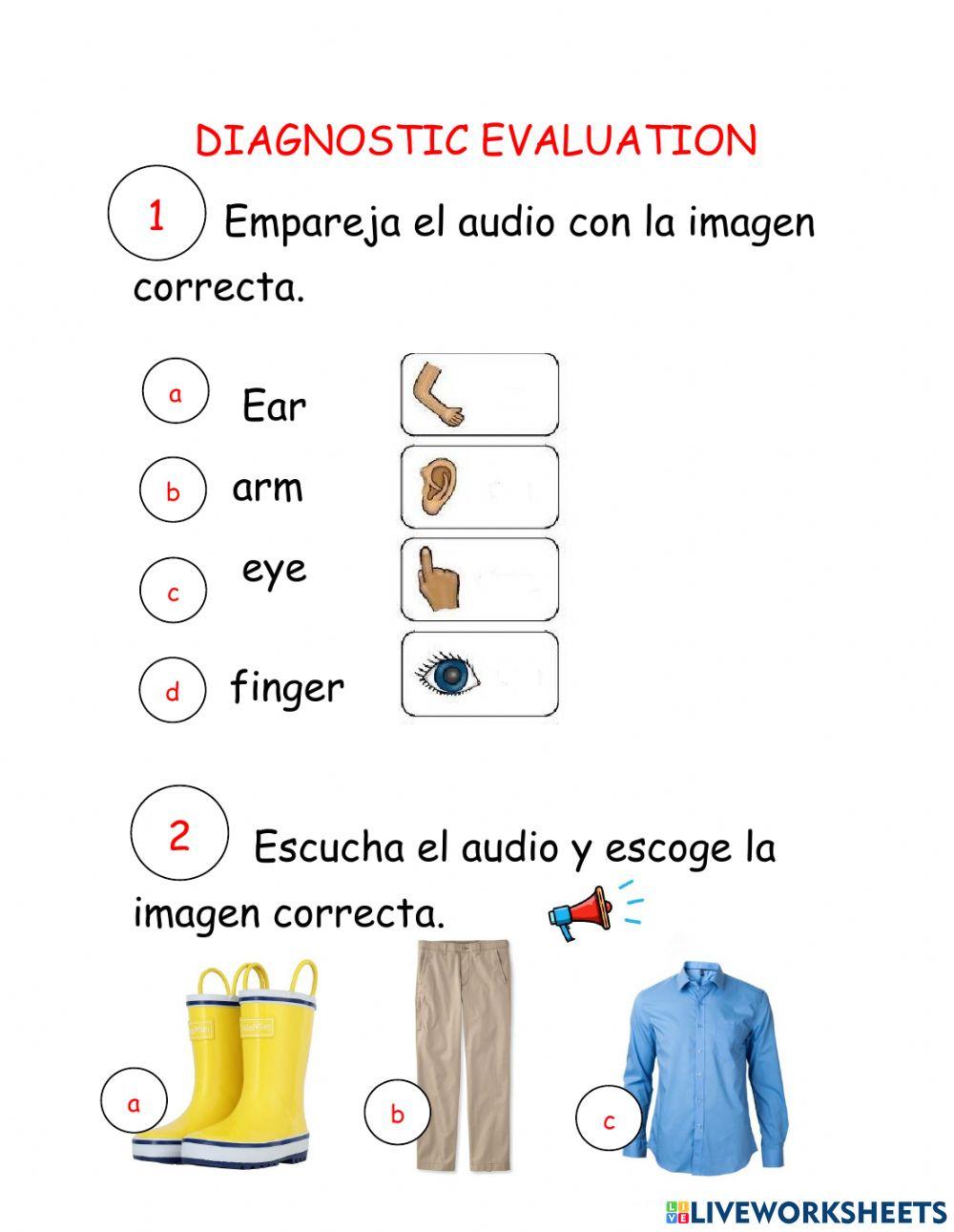 Diagnostic evaluation exercise for first grade | Live Worksheets