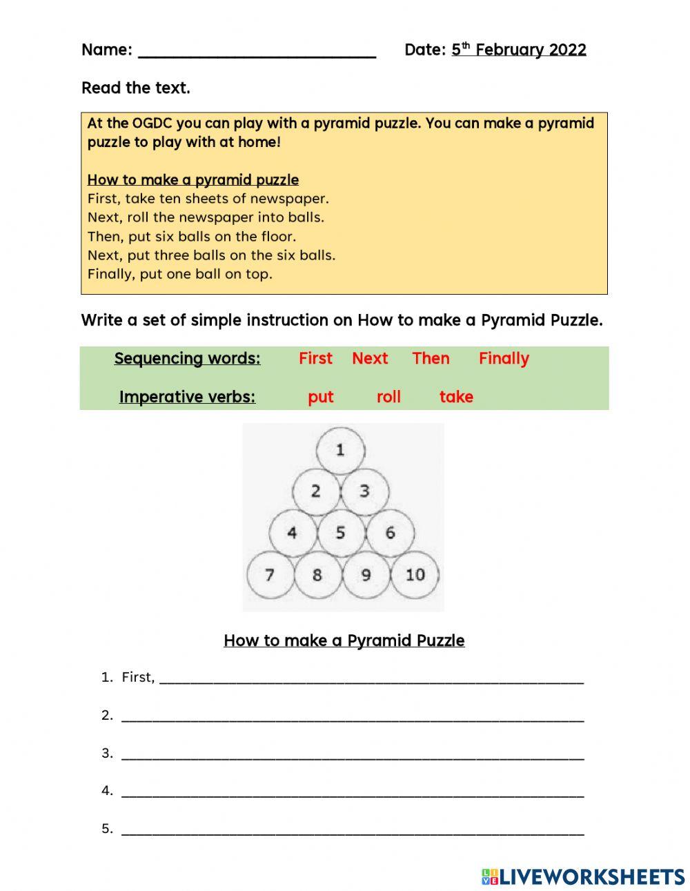 Instruction interactive exercise | Live Worksheets