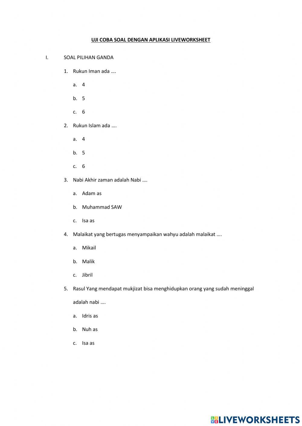 Soal online pdf worksheet | Live Worksheets