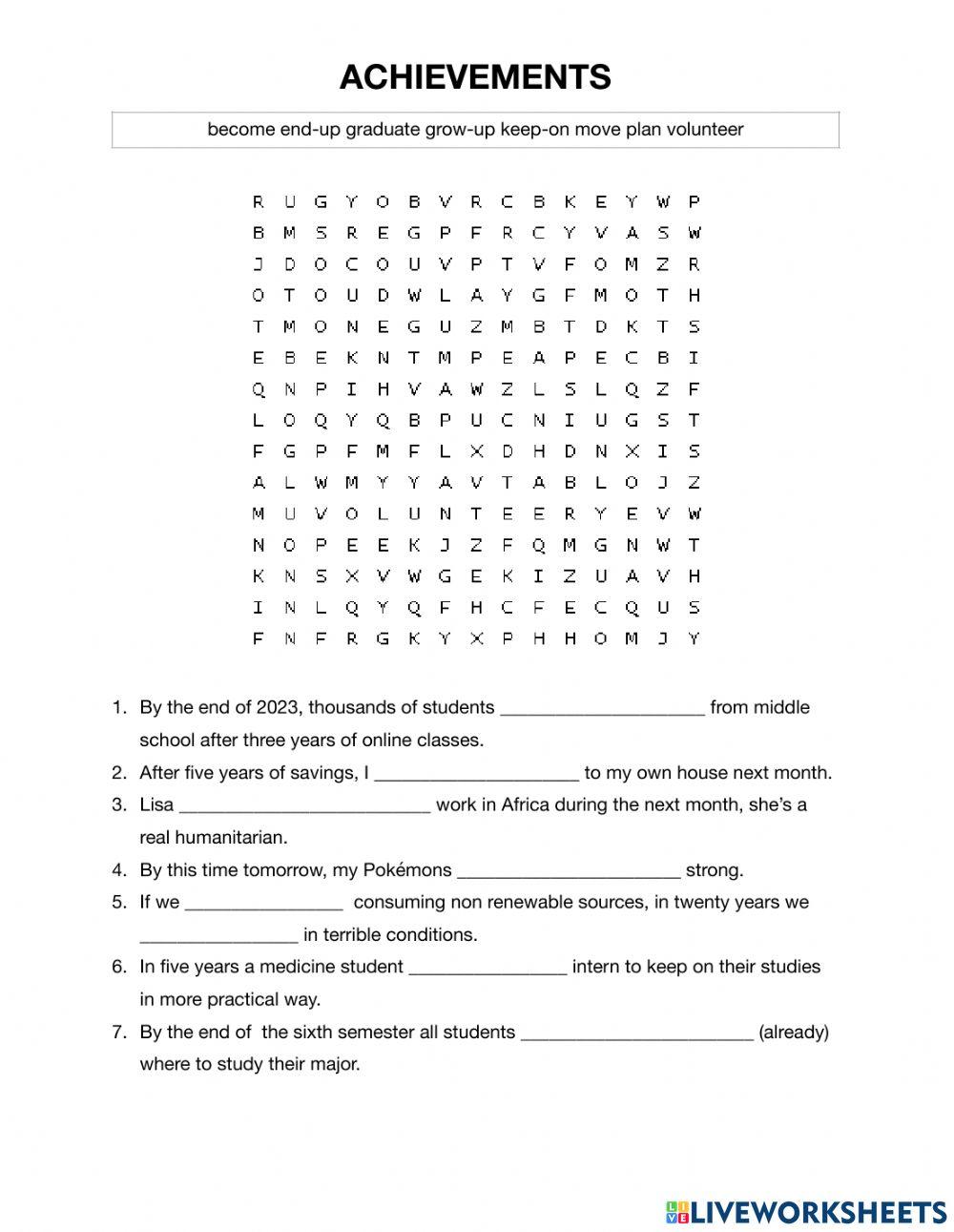1848586 | Future Perfect & Achievements Vocabulary