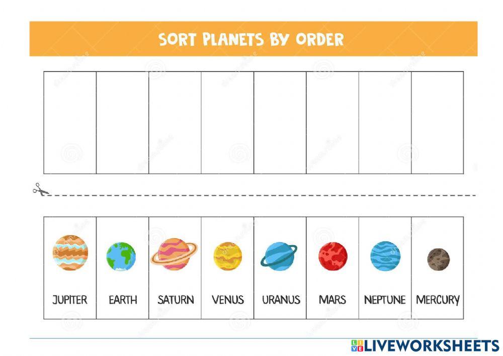 Planets in the universe worksheet | Live Worksheets