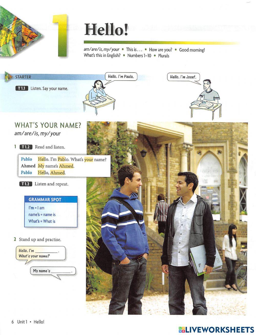 Unit 1 New Headway plus- Beginners with Audio online exercise for | Live Worksheets